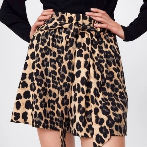 Zara | Shorts | Zara Leopard Print Belted Shorts | Poshmark